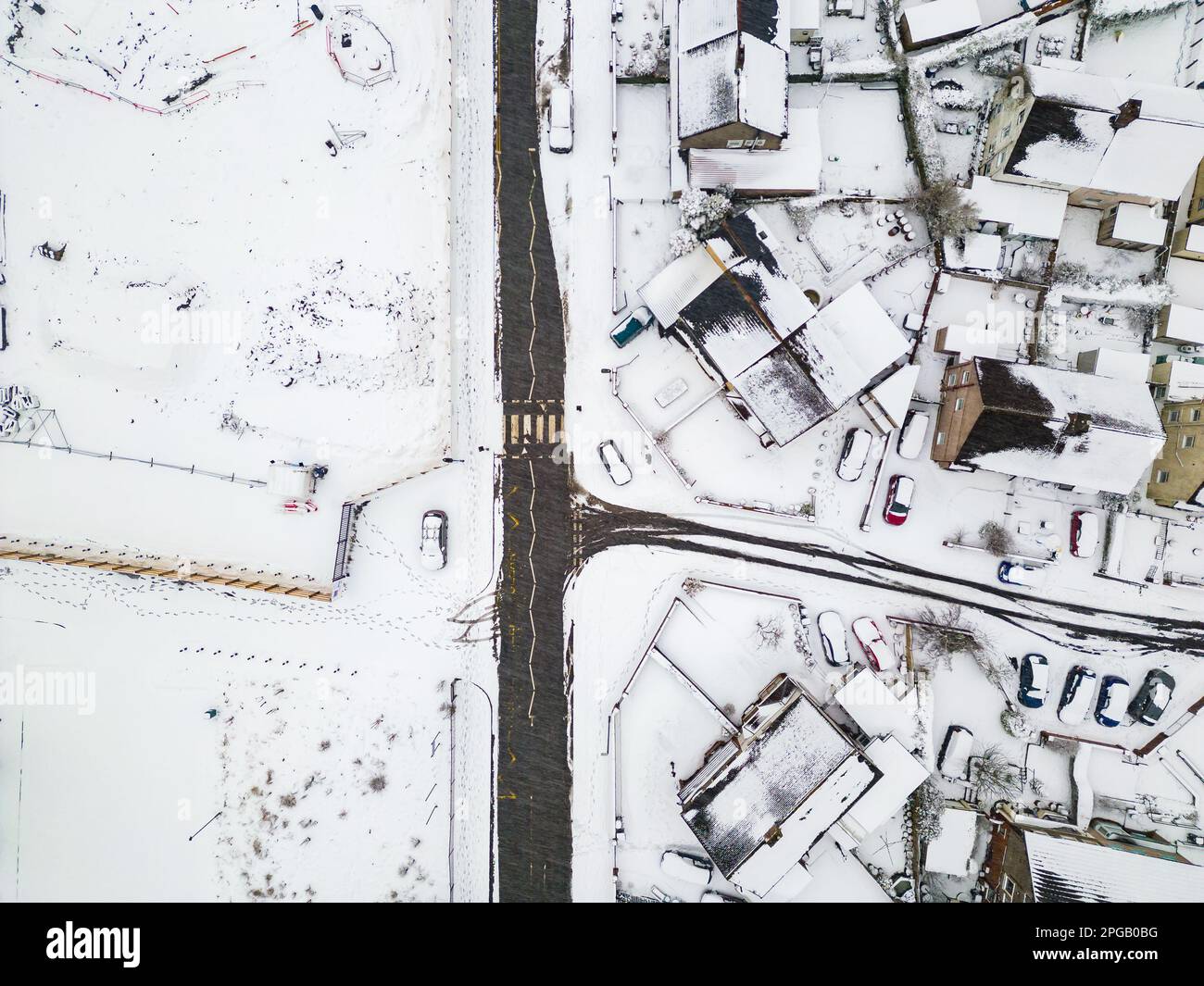 Aerial view residential neighborhood during hi-res stock photography ...