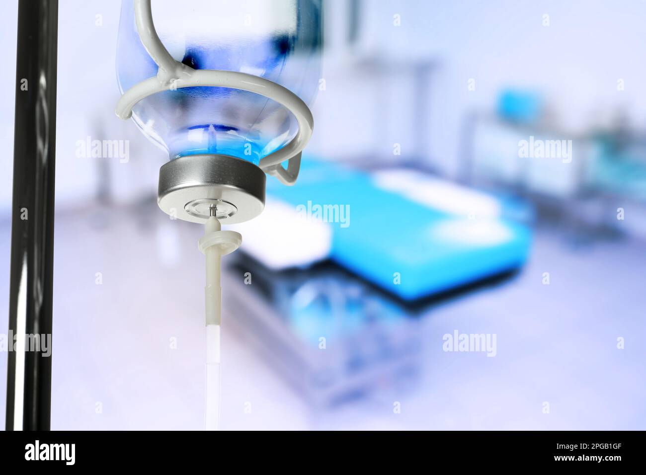Drop counter with bottle of medicine in operating room. Space for text ...