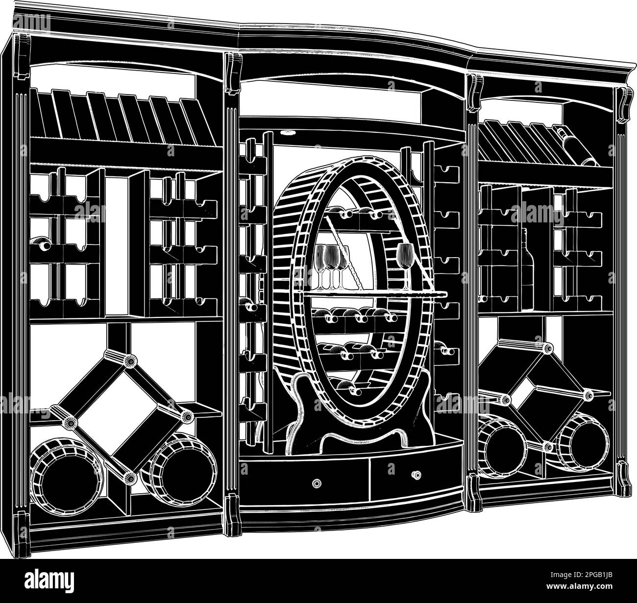 Wine Rack Market Salon Store Vector. Illustration Isolated On White ...