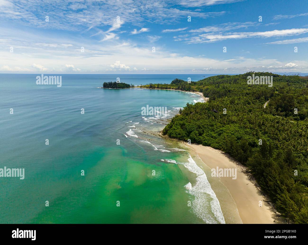 Aerial drone of tropical beach with crystal clear water in the tropics ...