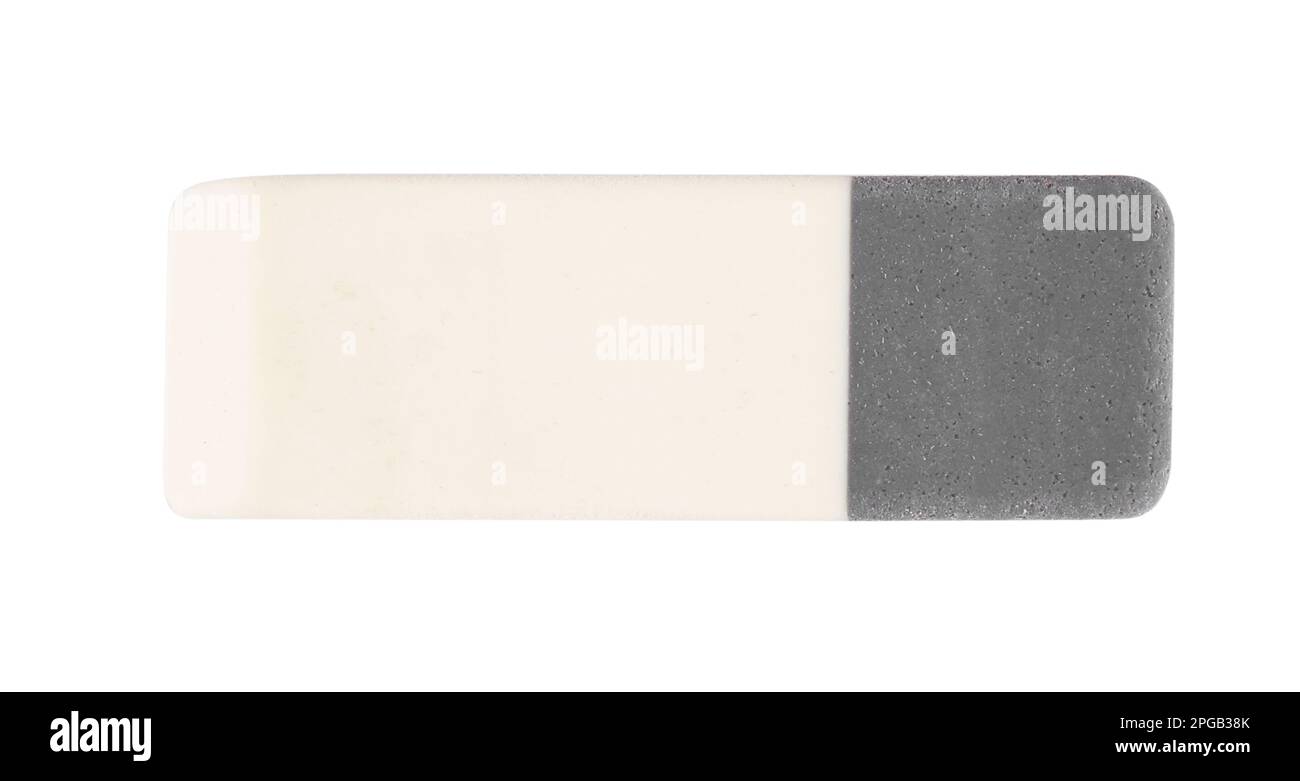 New double eraser isolated on white, top view. School stationery Stock ...