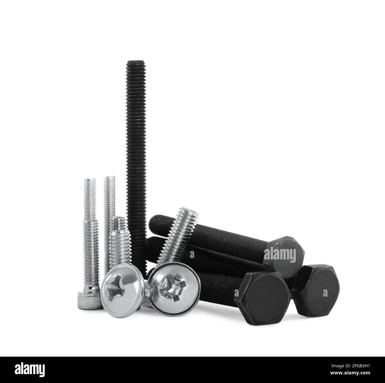 Many different metal bolts on white background Stock Photo - Alamy