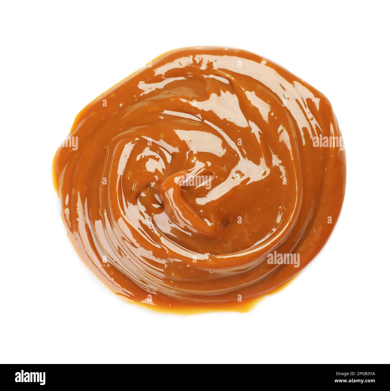 Tasty boiled condensed milk isolated on white, top view Stock Photo - Alamy