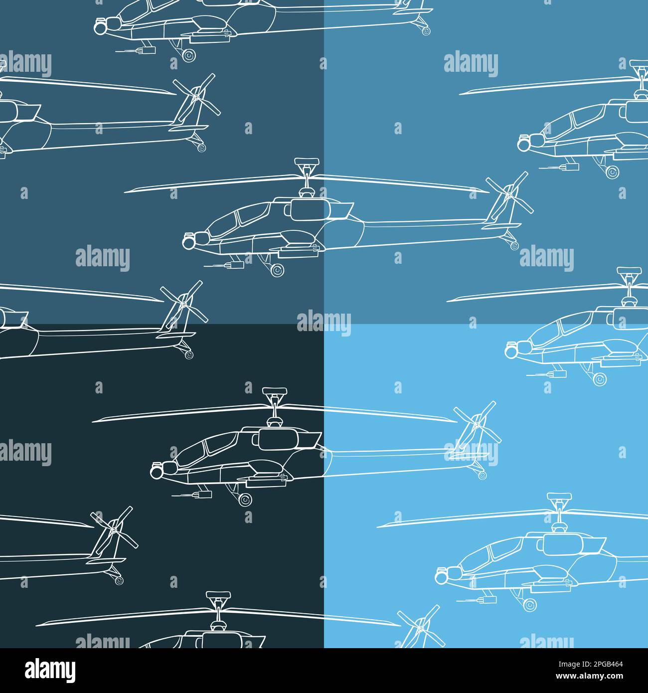 Seamless pattern. Military helicopter line art. Backdrop with combat ...
