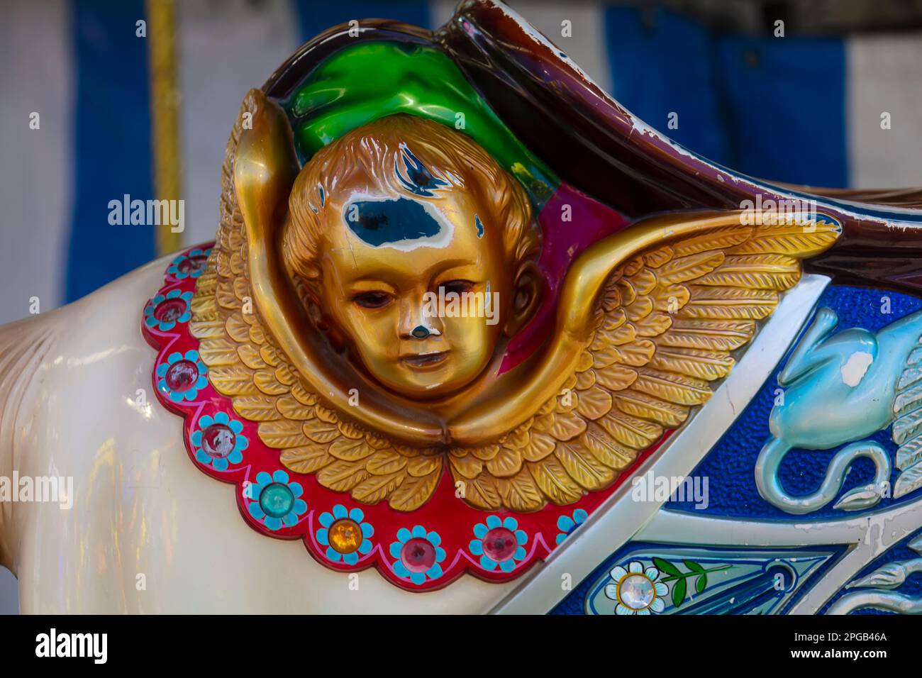 Worn Golden Angel On Carrousel Still Life Stock Photo - Alamy