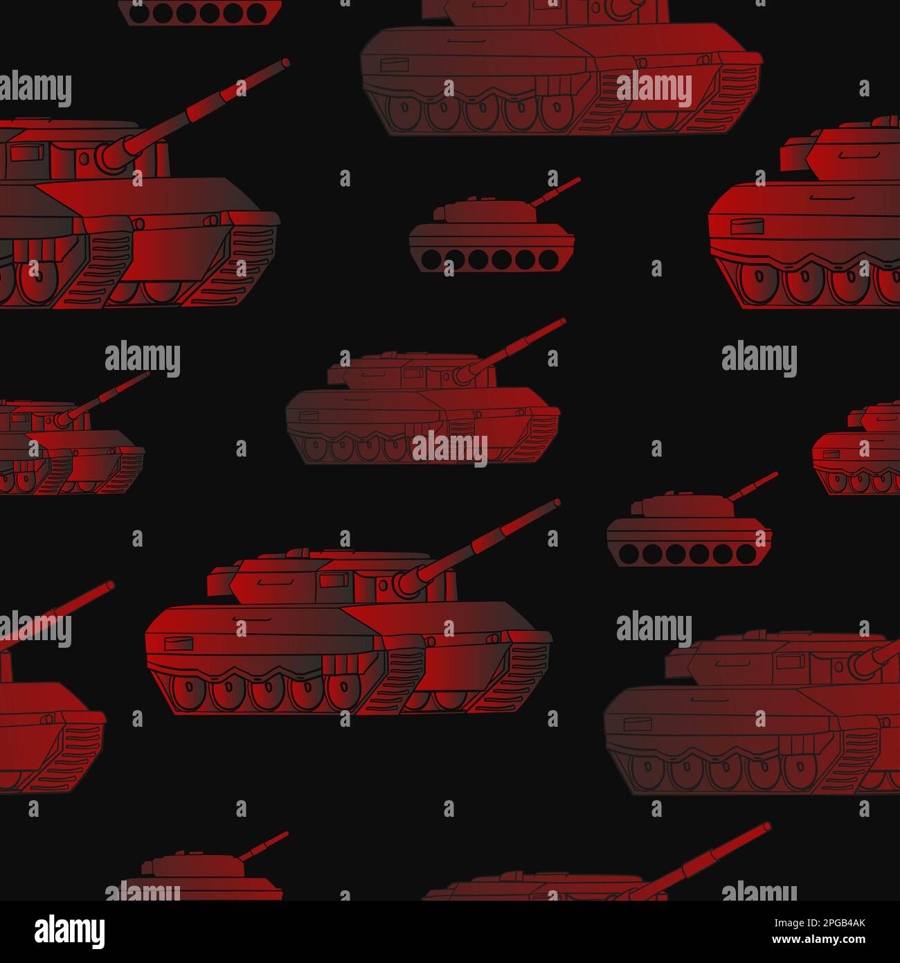 Seamless pattern with red military Tanks. Backdrop with combat vehicle ...