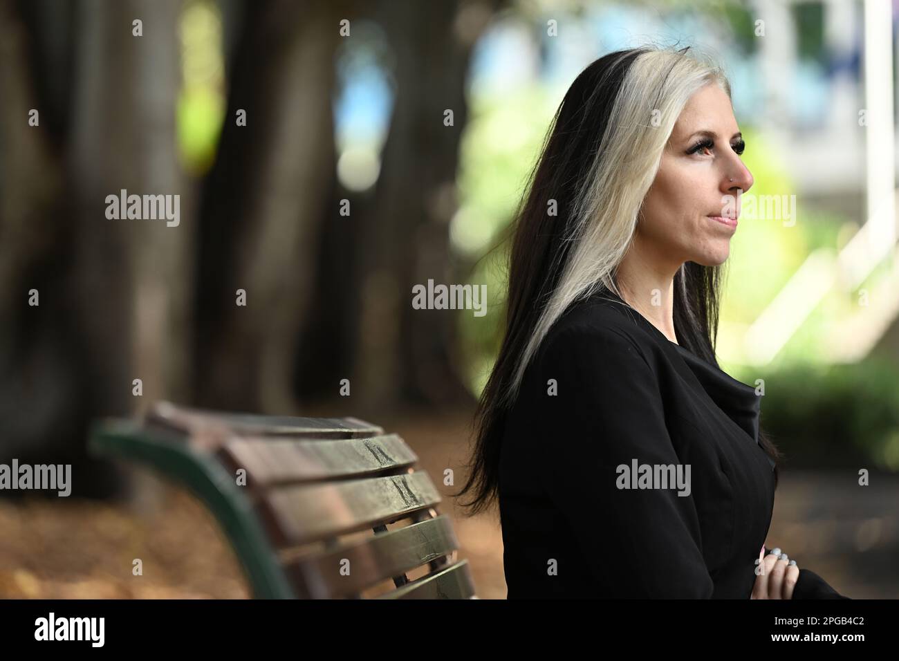 Sara poses for a photograph following a press conference, in Melbourne ...