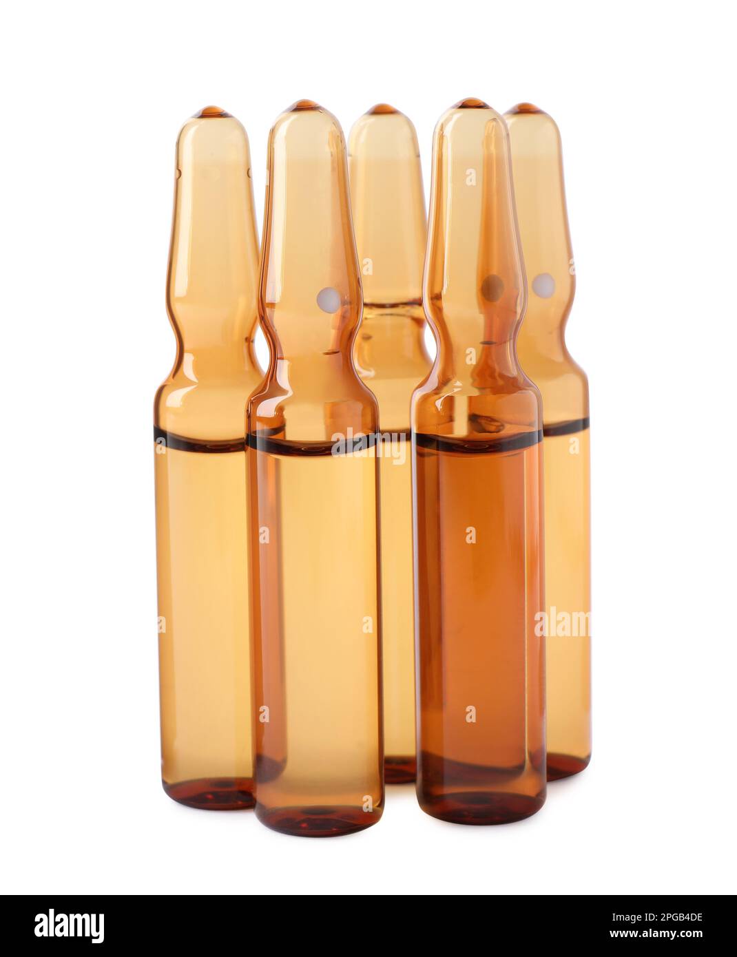 Brown pharmaceutical ampoules with medication on white background Stock ...