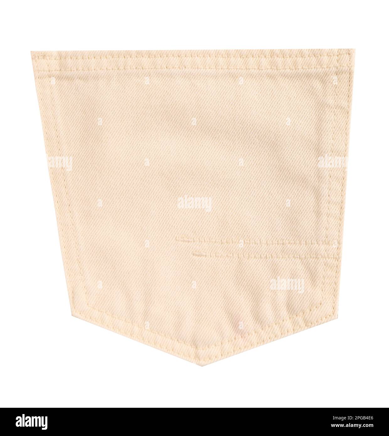 Stylish beige denim pocket isolated on white Stock Photo - Alamy