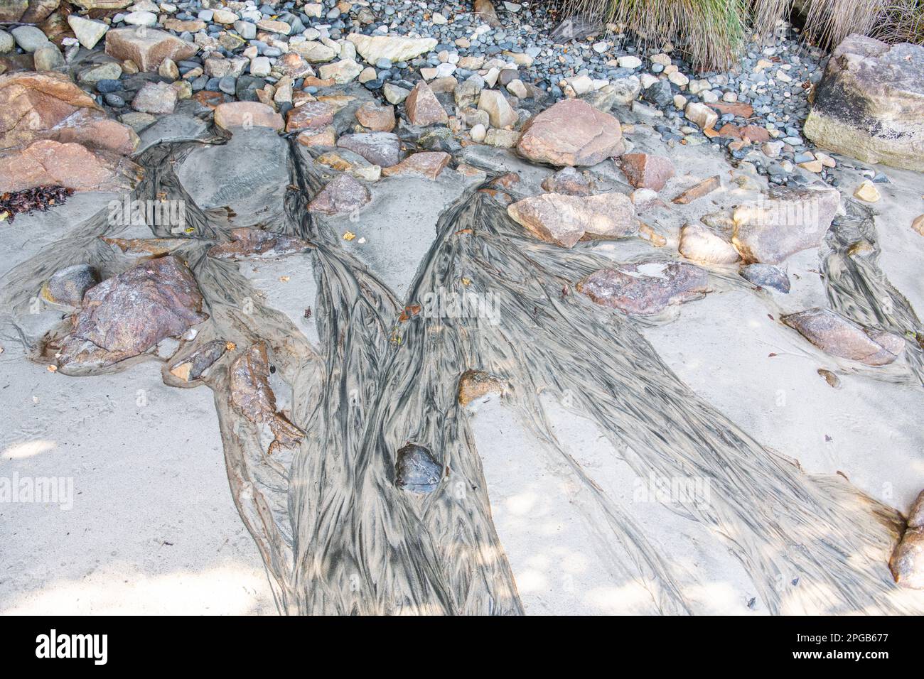 The Alluvial Fan Of A Small Creek Outflow Forms A Delta Of Sediment On