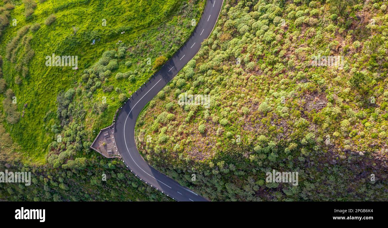Aerial view, country road from above, Madeira, Portugal Stock Photo - Alamy