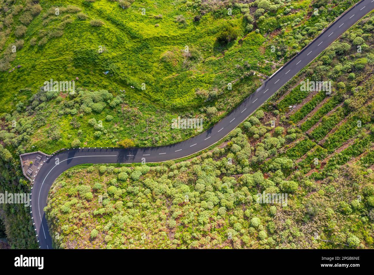 Aerial view, country road from above, Madeira, Portugal Stock Photo - Alamy