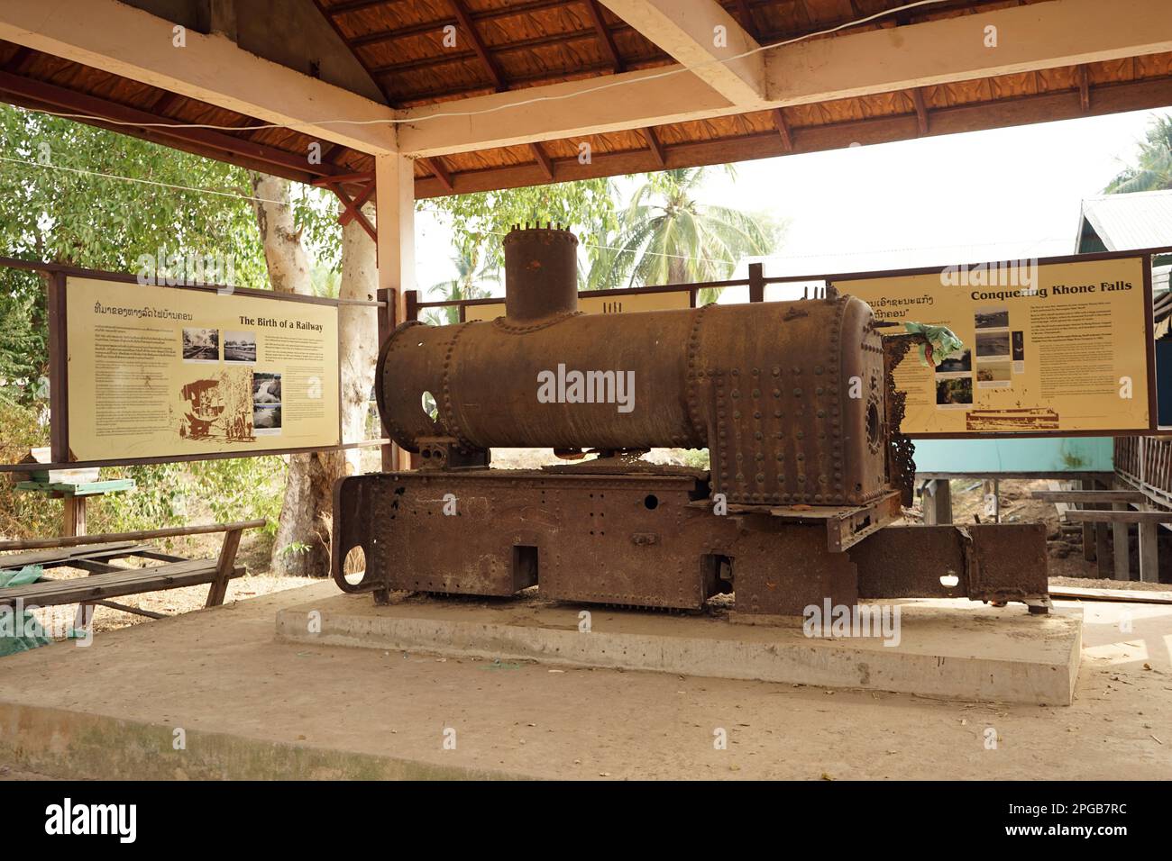 French colonial era locomotive, former railway, Ban Hang Khon, Don Khon ...