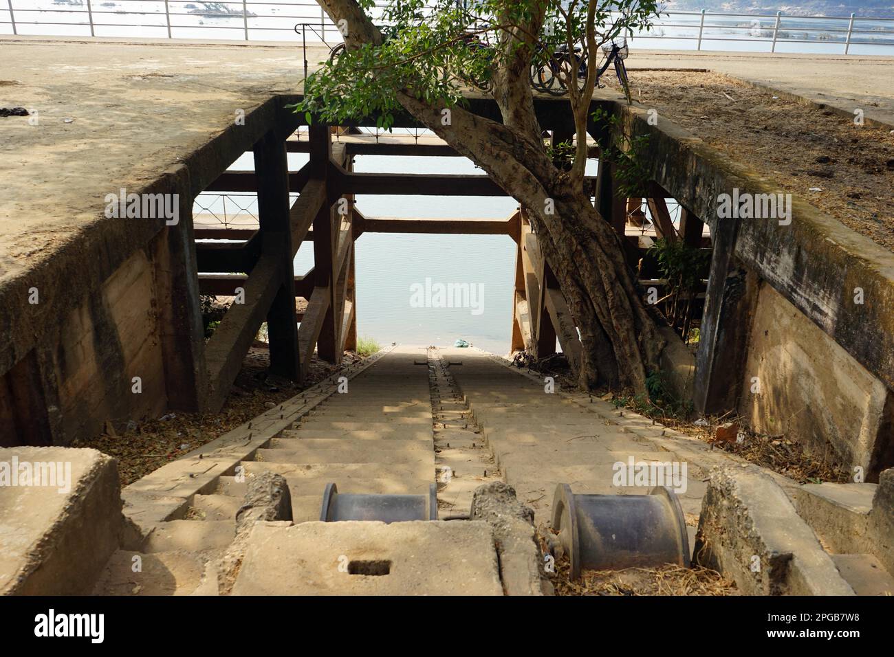 French colonial-era loading ramp, former railway, Ban Hang Kohn, Don ...