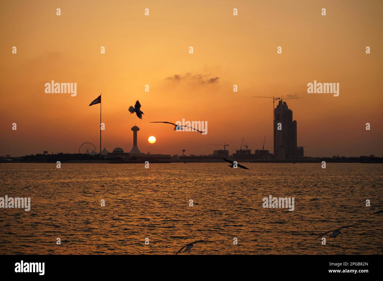 Sunset at Corniche Beach, Persian Gulf, Abu Dhabi, Emirates Abu Dhabi ...