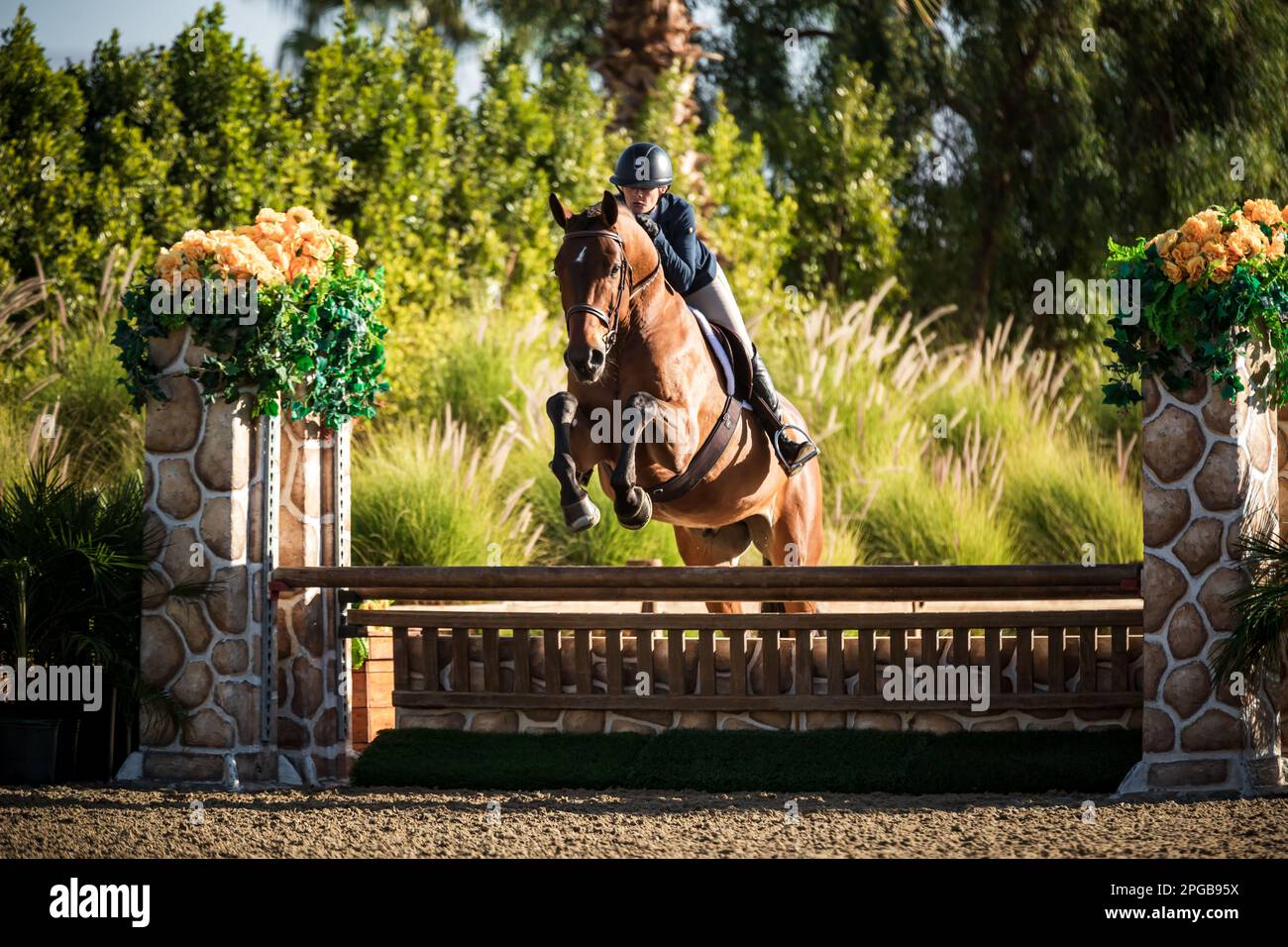 An equestrian rider competes in the Hunter Division during the 2023 ...