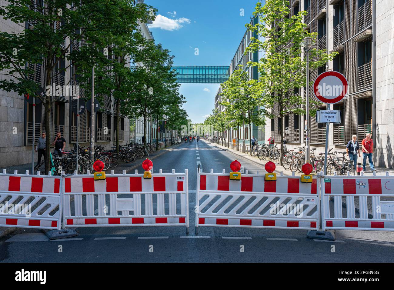 Roadblock with barrier, Berlin, Germany Stock Photo - Alamy