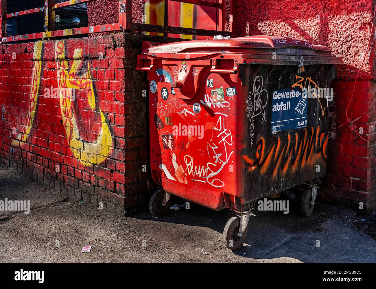 Red litter bin, RAW site, former Reichsbahn repair works ...