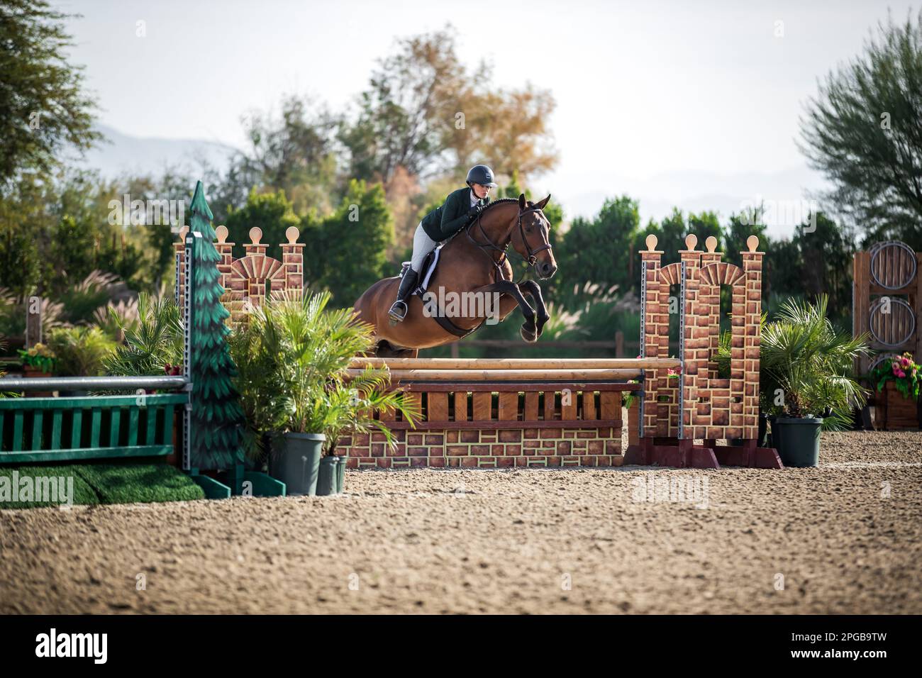 An equestrian rider competes in the Hunter Division during the 2023 ...