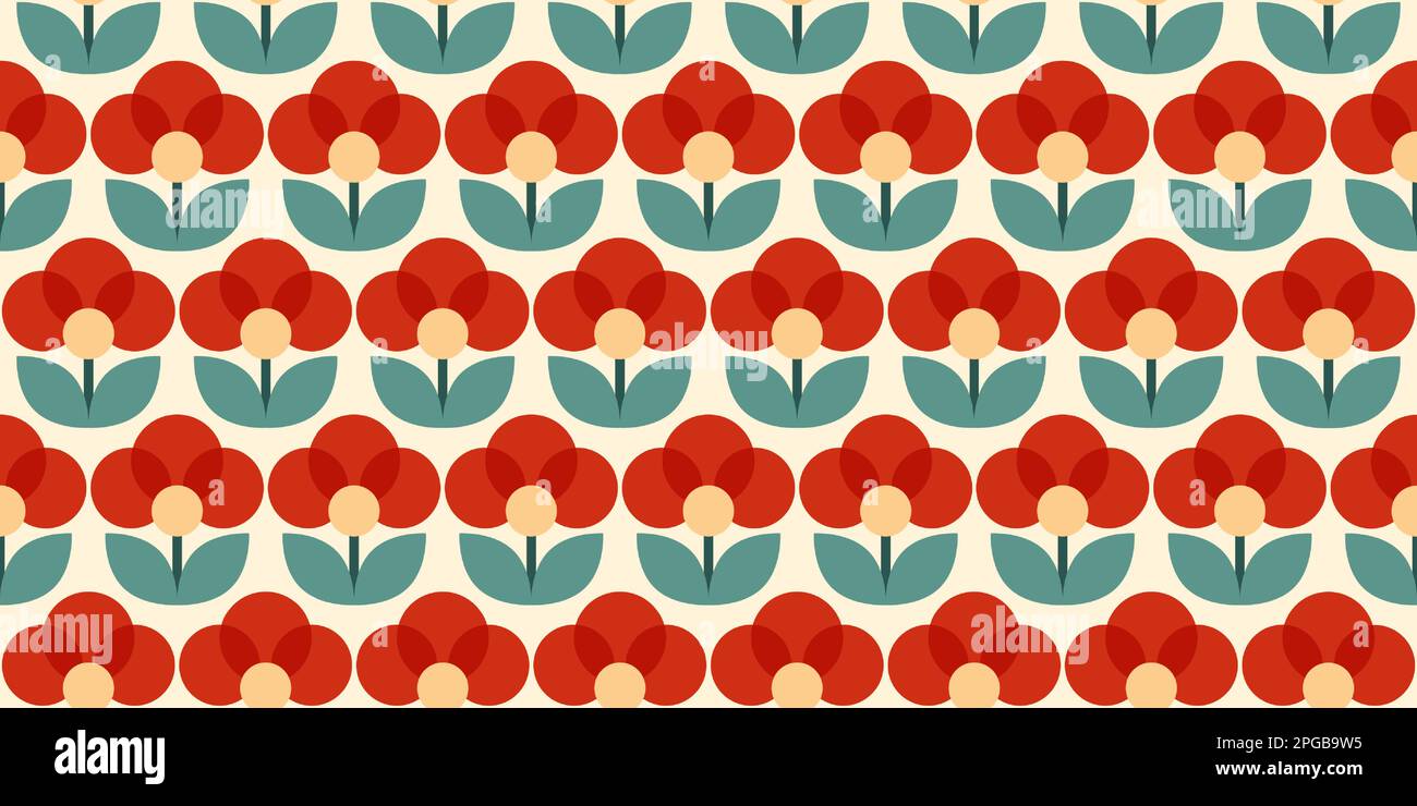 Seamless retro floral pattern. Vintage stylized flowers background in ...
