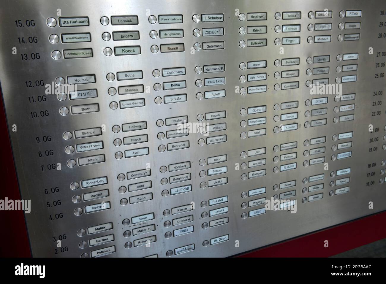 Bell board, Ideal high-rise residential building, Fritz-Erler-Allee 120 ...