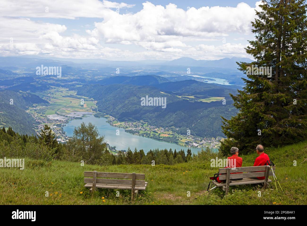 View from the Gerlitzen Alpe to Lake Ossiach, Carinthia, Austria Stock ...