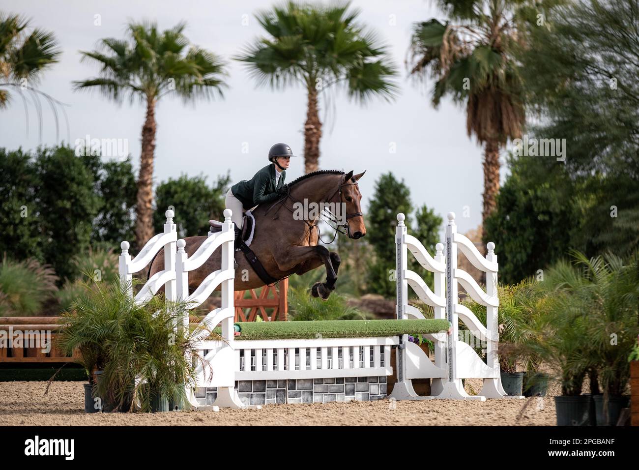 An equestrian rider competes in the Hunter Division during the 2023 ...
