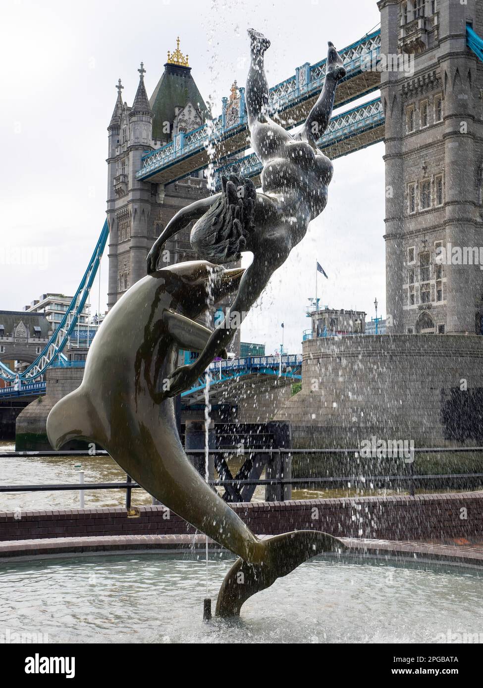 David Wayne Sculpture Girl with the Dolphin next to Tower Bridge in ...