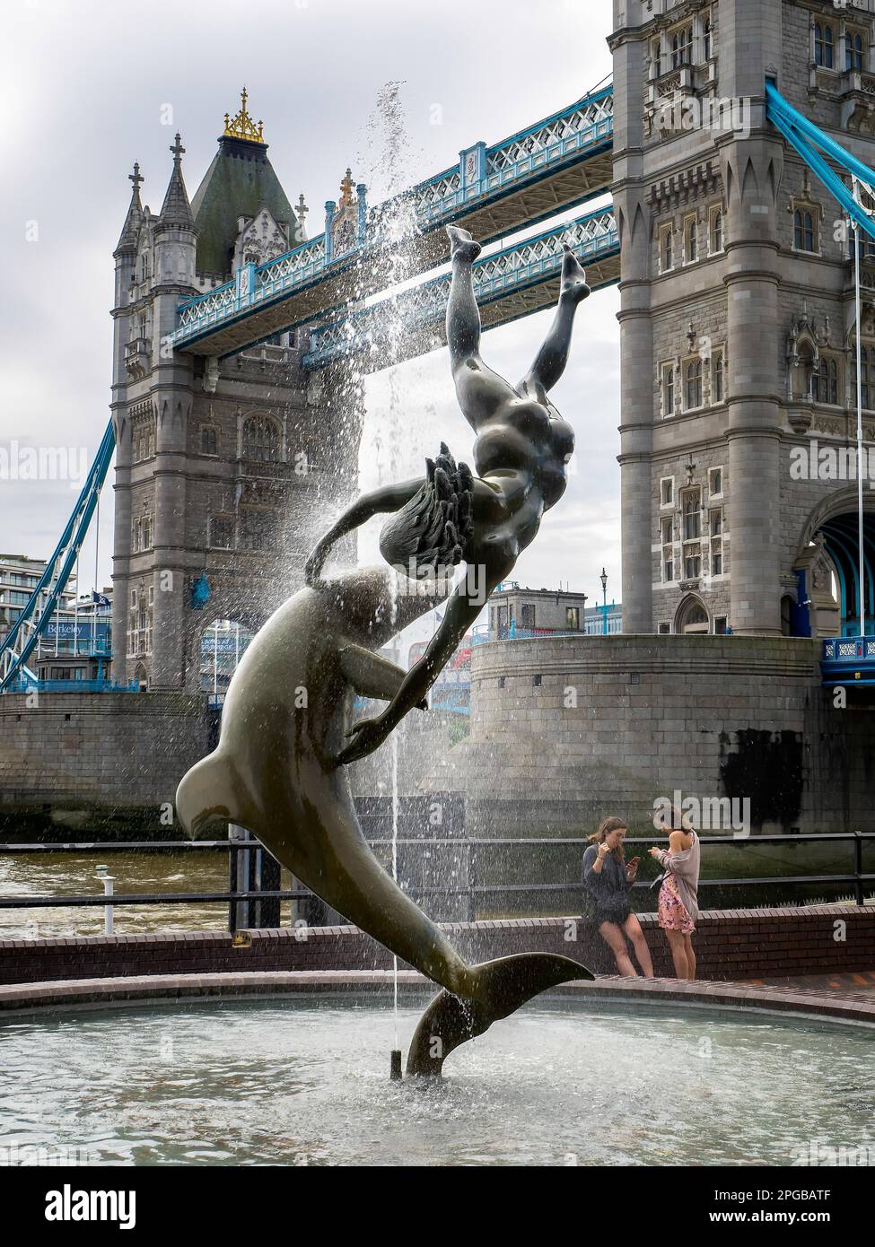 David Wayne Sculpture Girl with the Dolphin next to Tower Bridge in ...