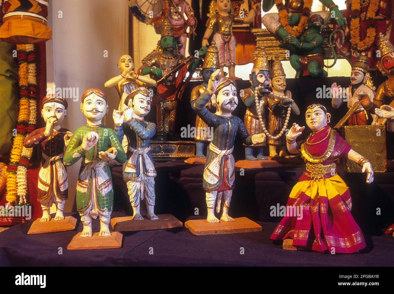Doll display of kolu during the Navratri festival at Tamil Nadu, India ...