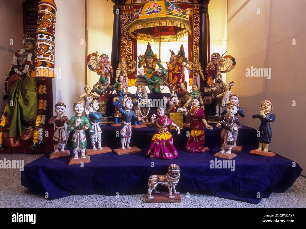 Doll display of kolu during the Navratri festival at Tamil Nadu, India ...