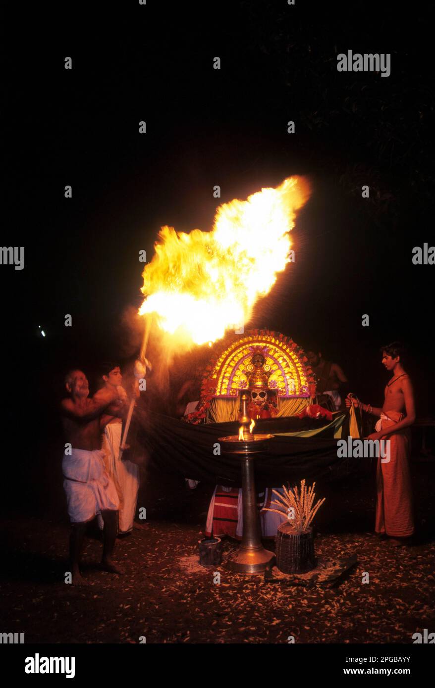 Mudiyettu, ritualistic folk dance in Kerala, India, Asia Stock Photo ...