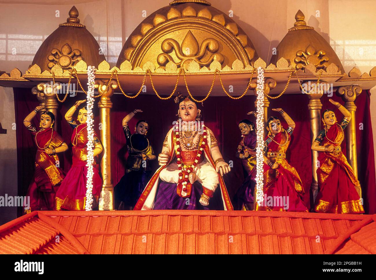 Doll display of kolu during the Navratri festival in Tamil Nadu, South ...
