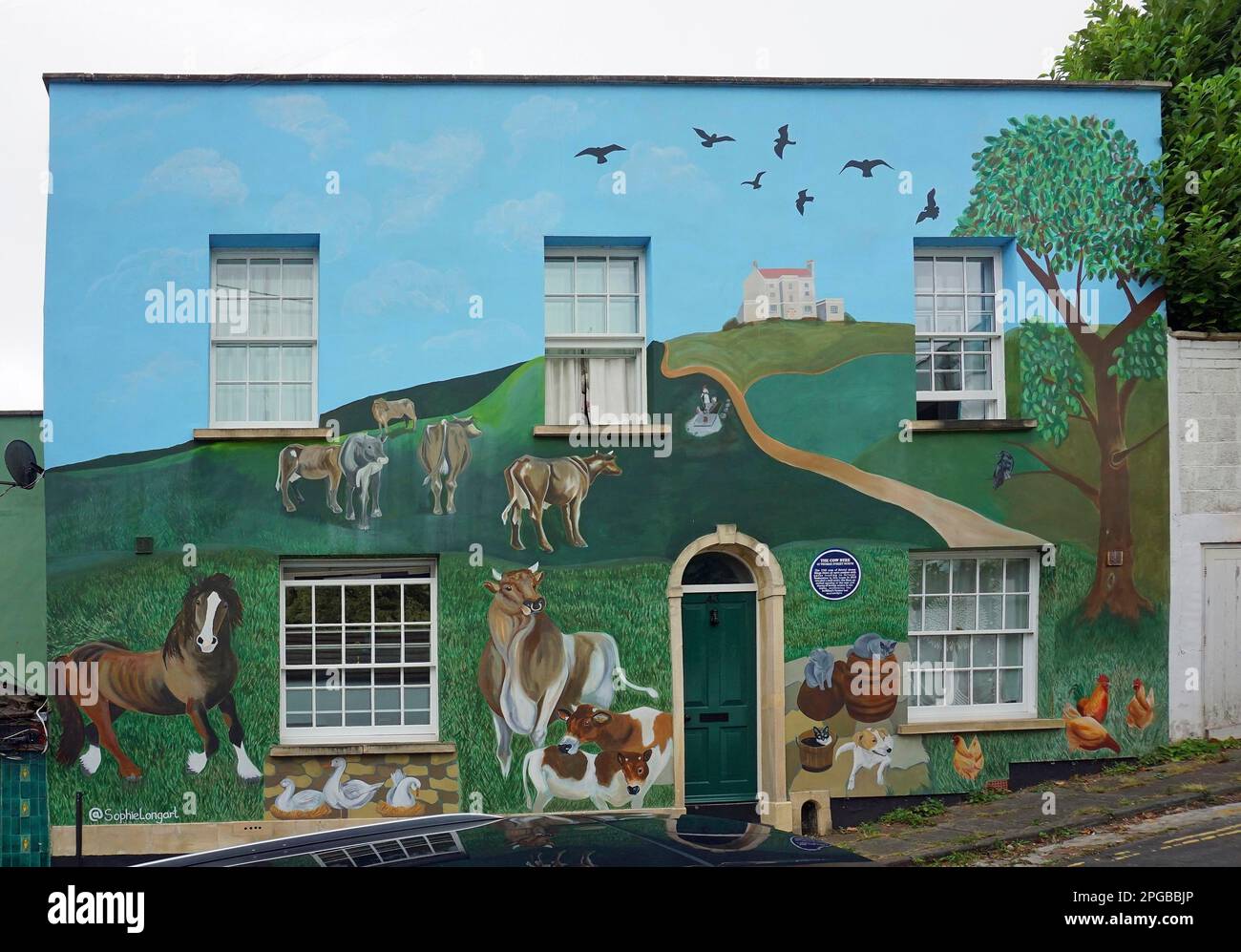 Horses and cows in a meadow, Street Art, Bristol, England, Great ...