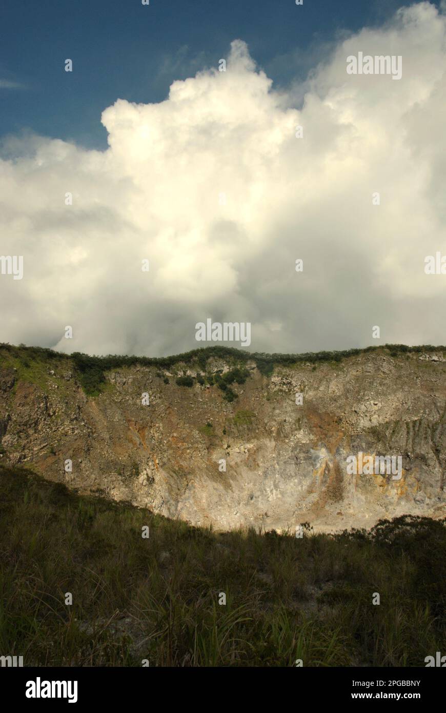 The crater of Mount Mahawu volcano in Tomohon, North Sulawesi ...