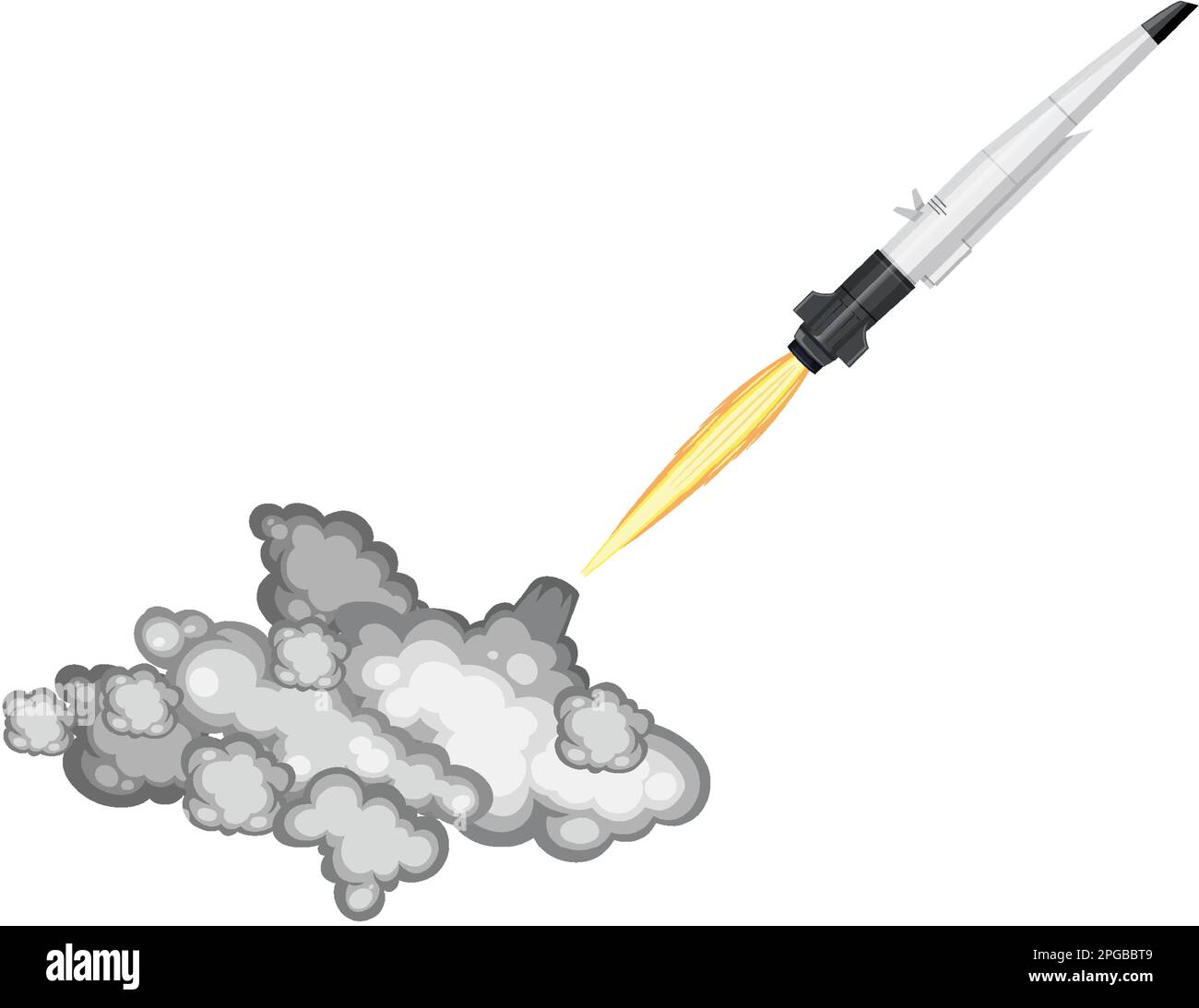 Hypersonic missile launch with smoke trail illustration Stock Vector ...