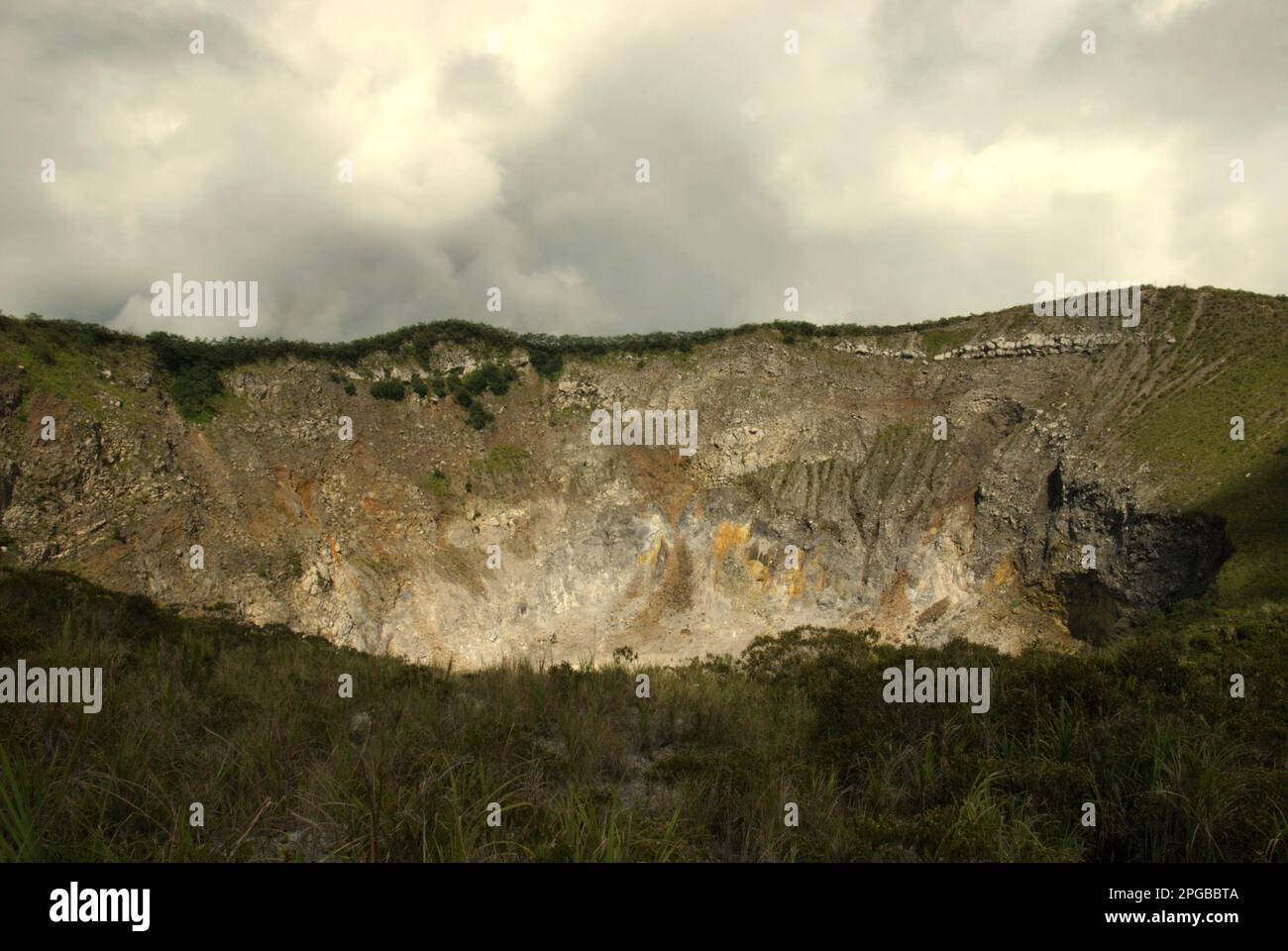 The crater of Mount Mahawu volcano in Tomohon, North Sulawesi ...