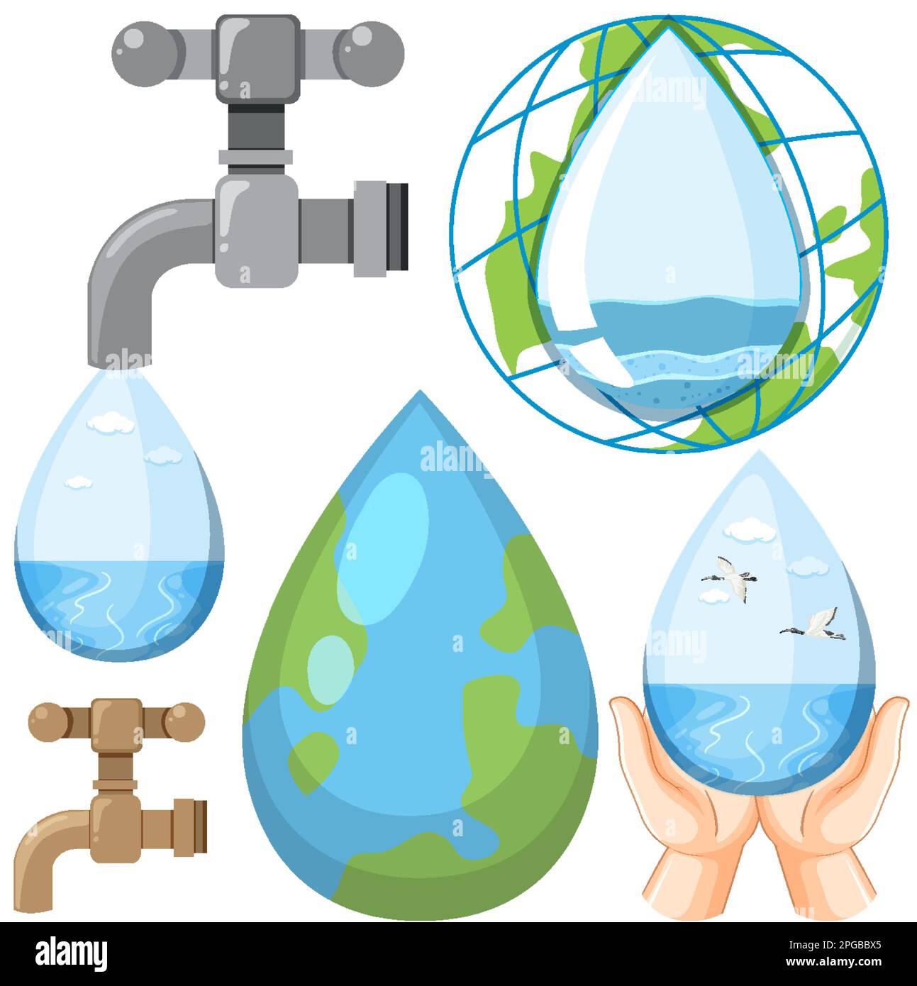 Save the planet concept with earth in water drop shape illustration ...