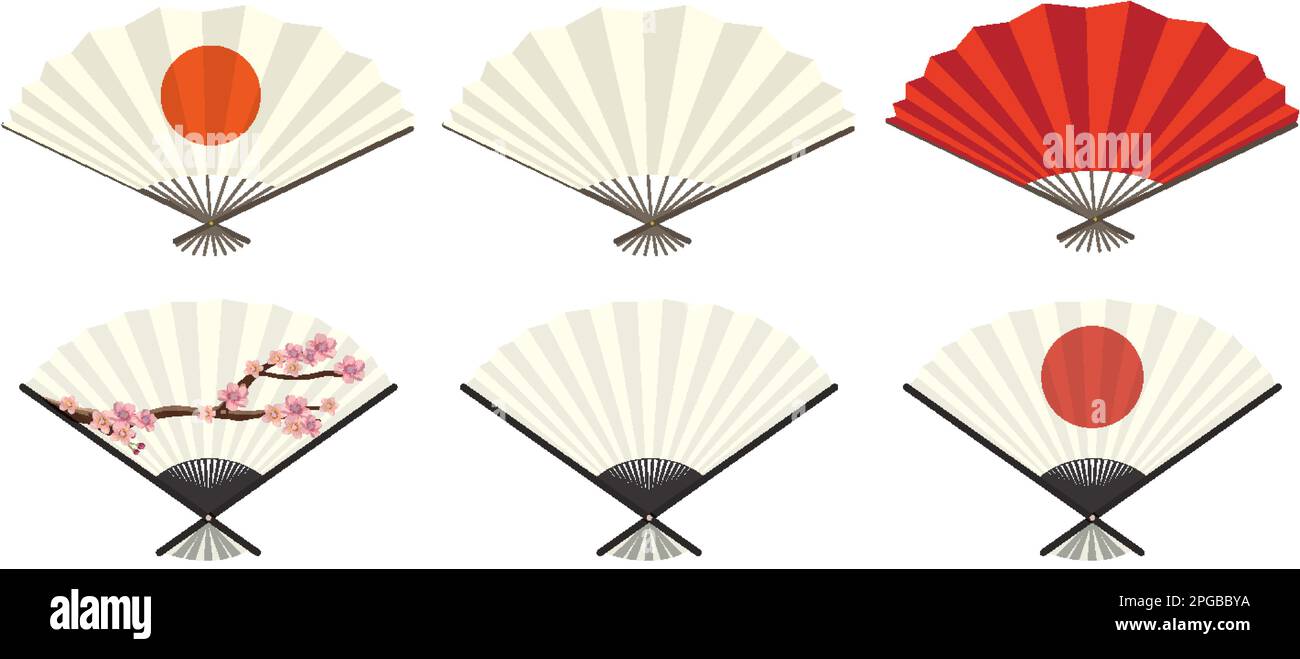 Set of Japanese fan illustration Stock Vector Image & Art - Alamy