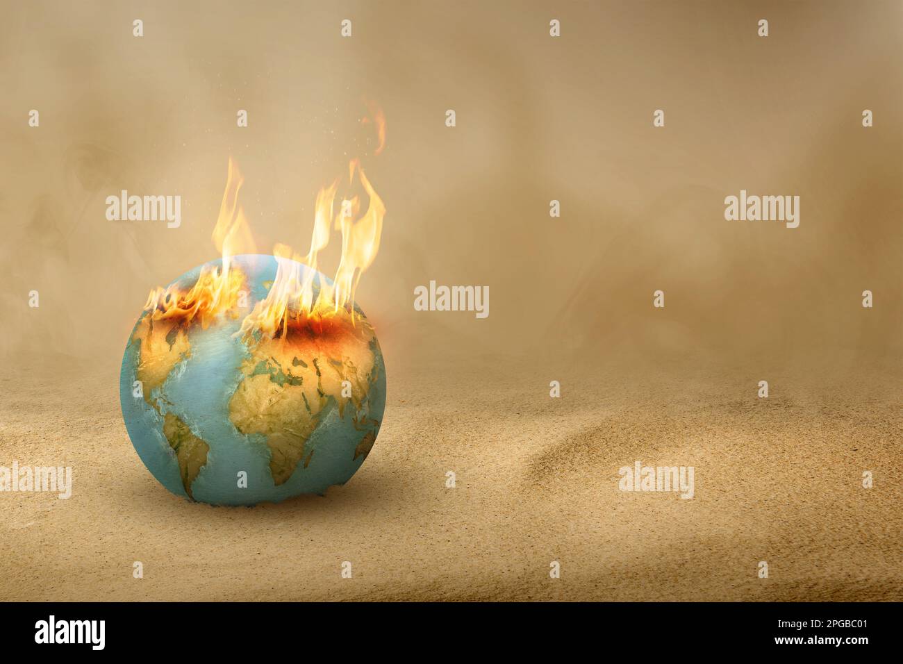 Earth on fire with dramatic background Stock Photo - Alamy
