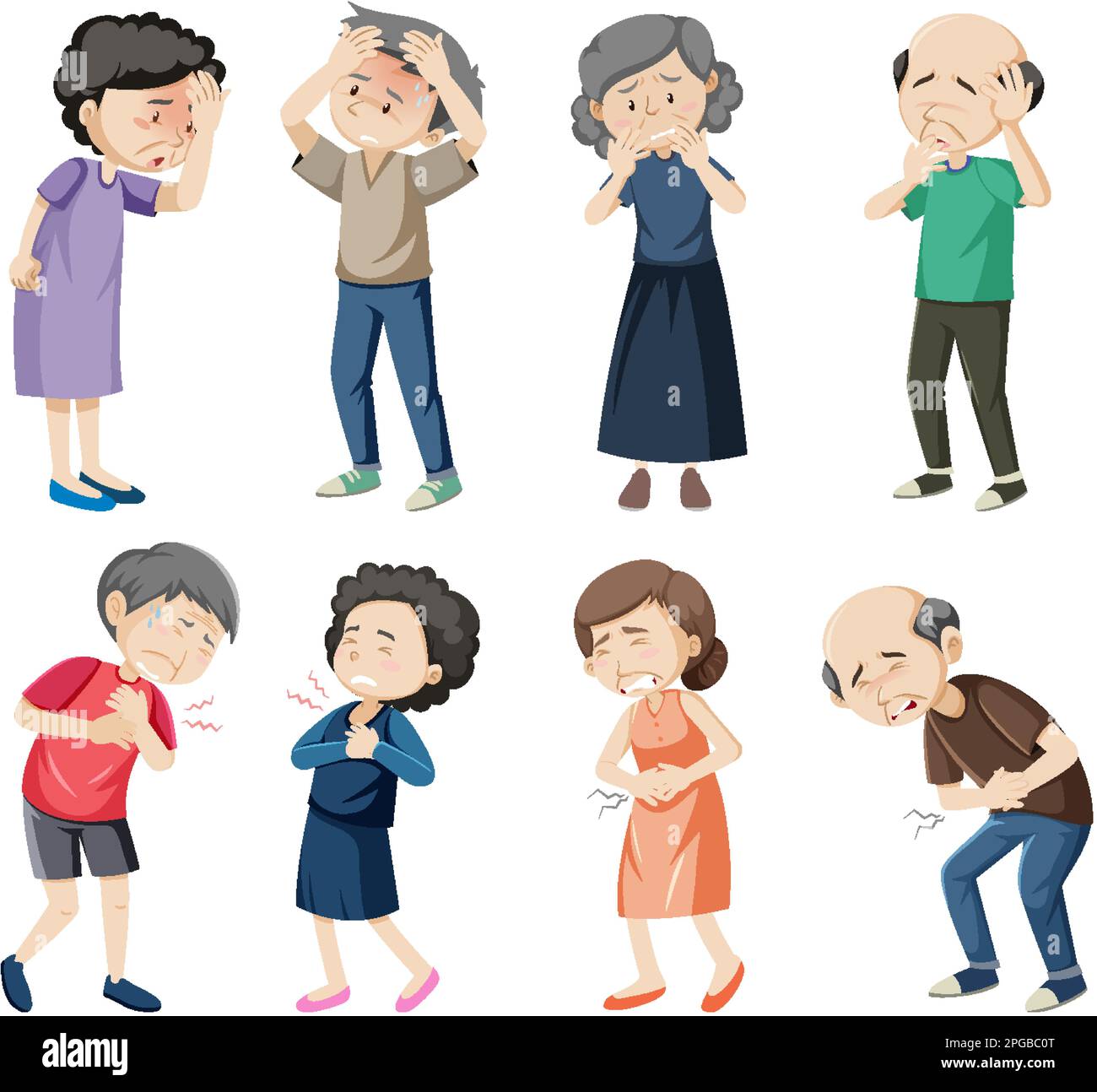 Set of elderly people sickness illustration Stock Vector Image & Art ...