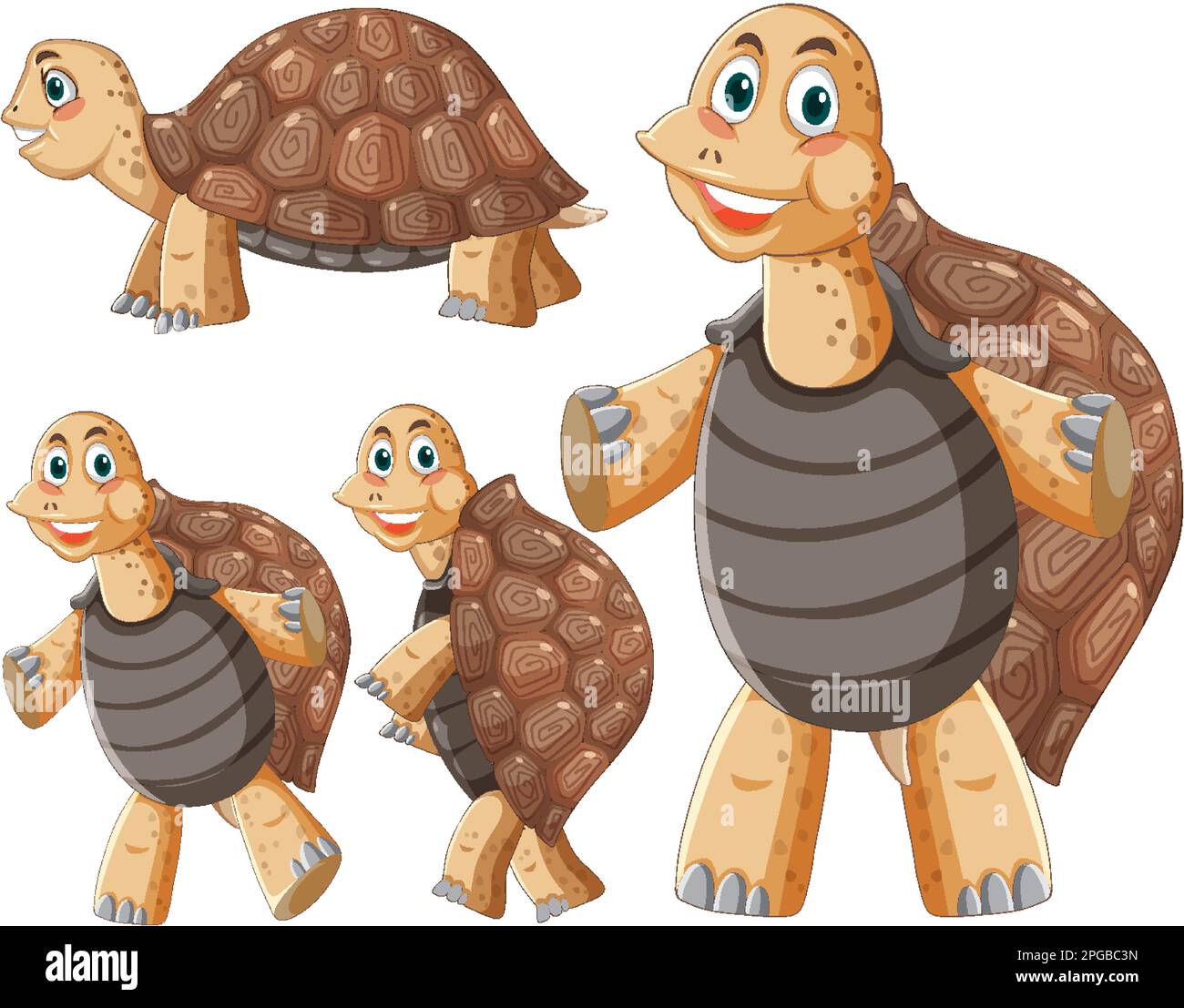 Set of turtle cartoon character illustration Stock Vector Image & Art ...