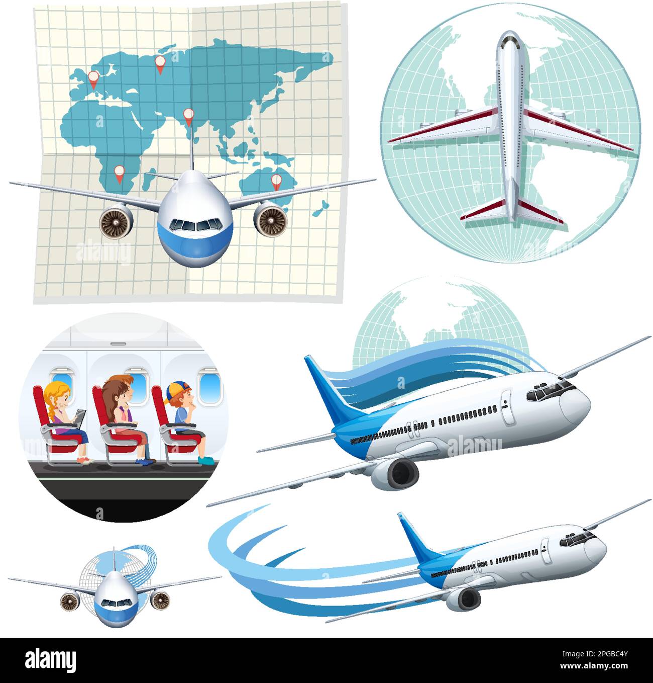 Set of plane and aviation icon illustration Stock Vector Image & Art ...