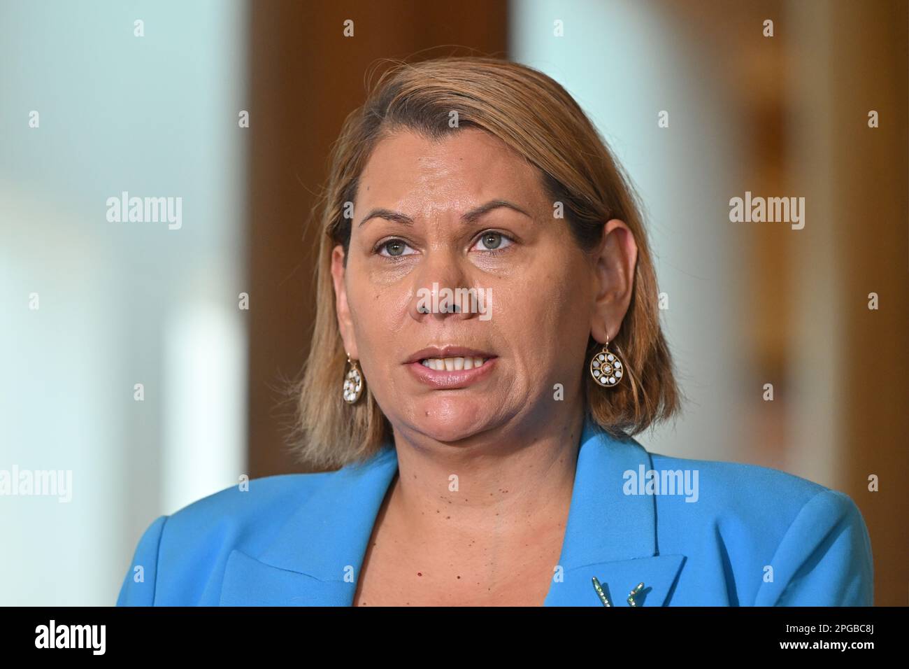 Greens Senator Dorinda Cox at a press conference at Parliament House in ...