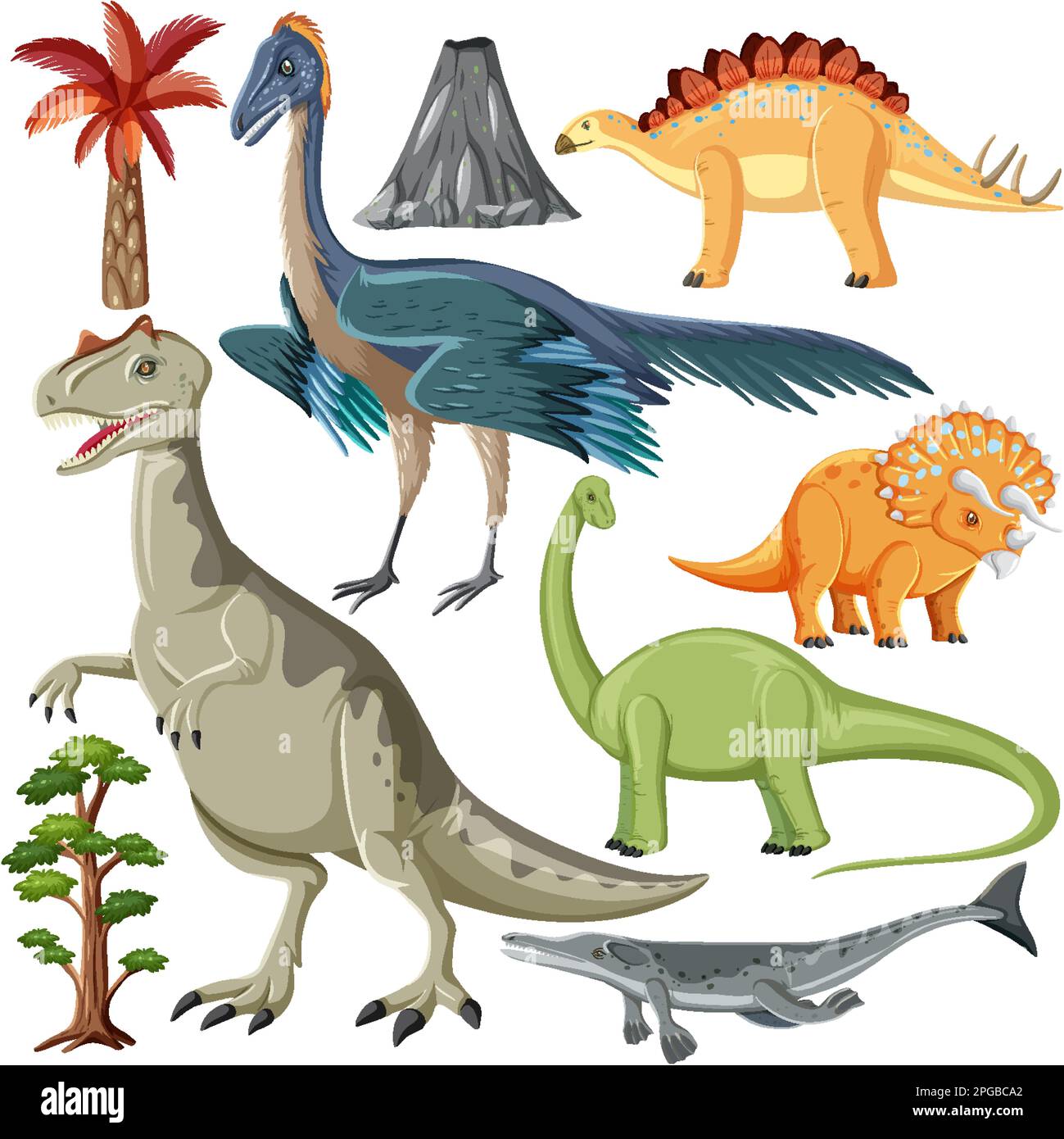 Dinosaur and Nature Elements Vector Collection illustration Stock ...