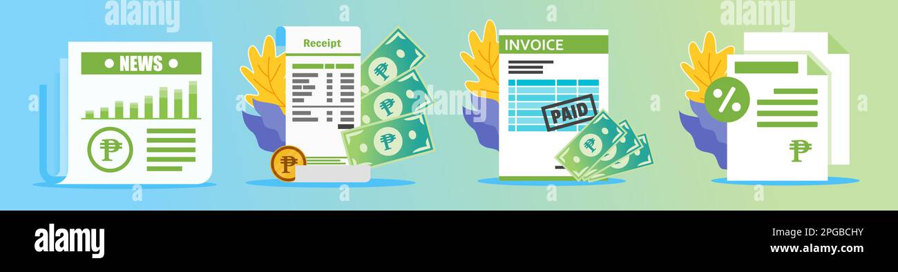 Philippine Peso Receipt and Documents Illustration Stock Vector Image ...