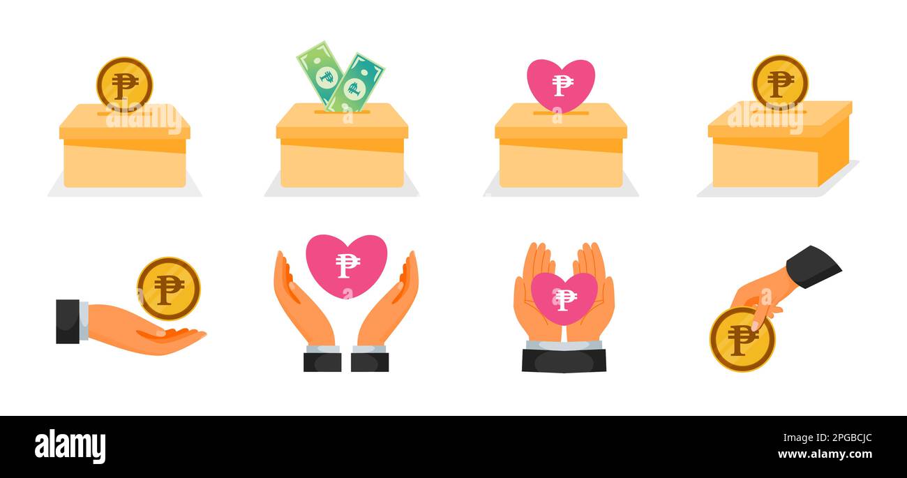 Donation Using Philippine Peso Money Icons Stock Vector Image & Art - Alamy