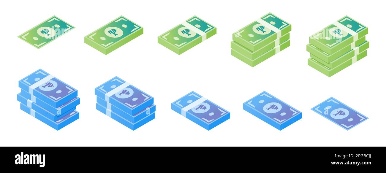 Philippine Peso Banknote Isometric Icon Set Stock Vector Image & Art ...