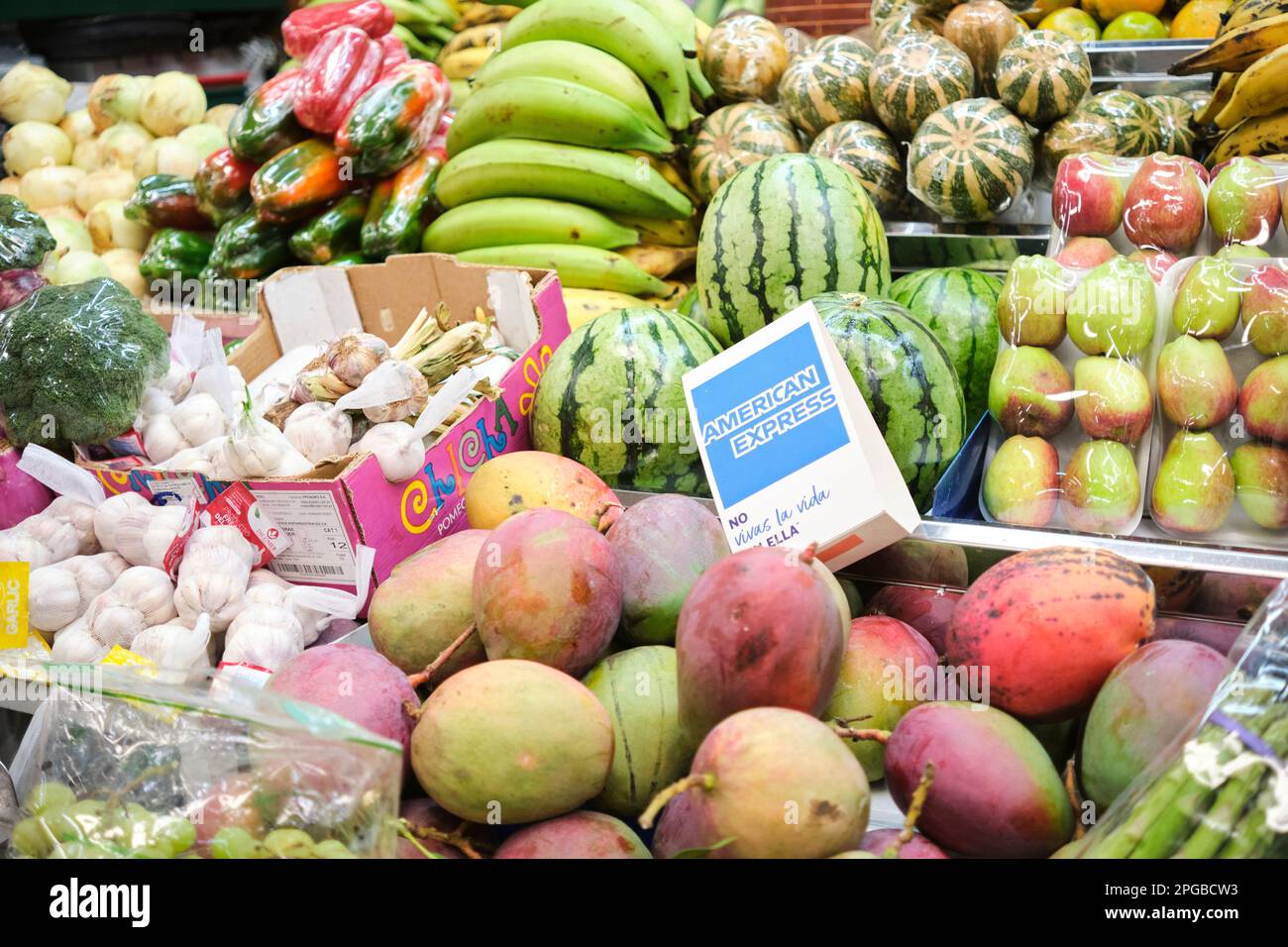 January 8, 2023, Bogota, Colombia: American Express sign on a fruit and ...