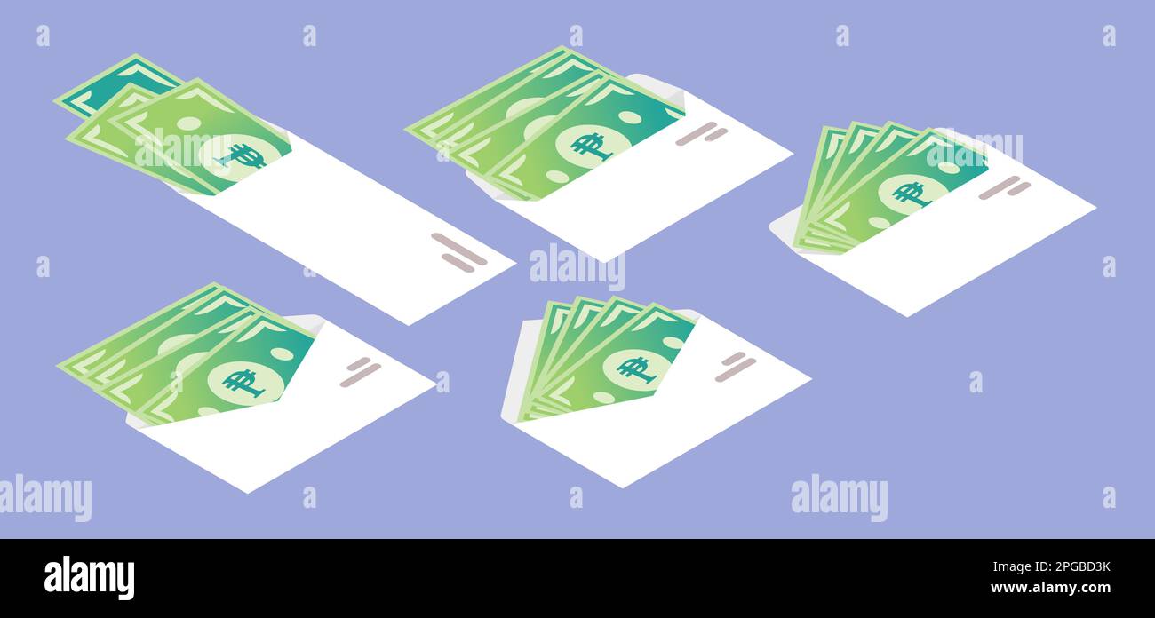 Philippine Peso Money in Envelope Isometric Icon Stock Vector Image ...